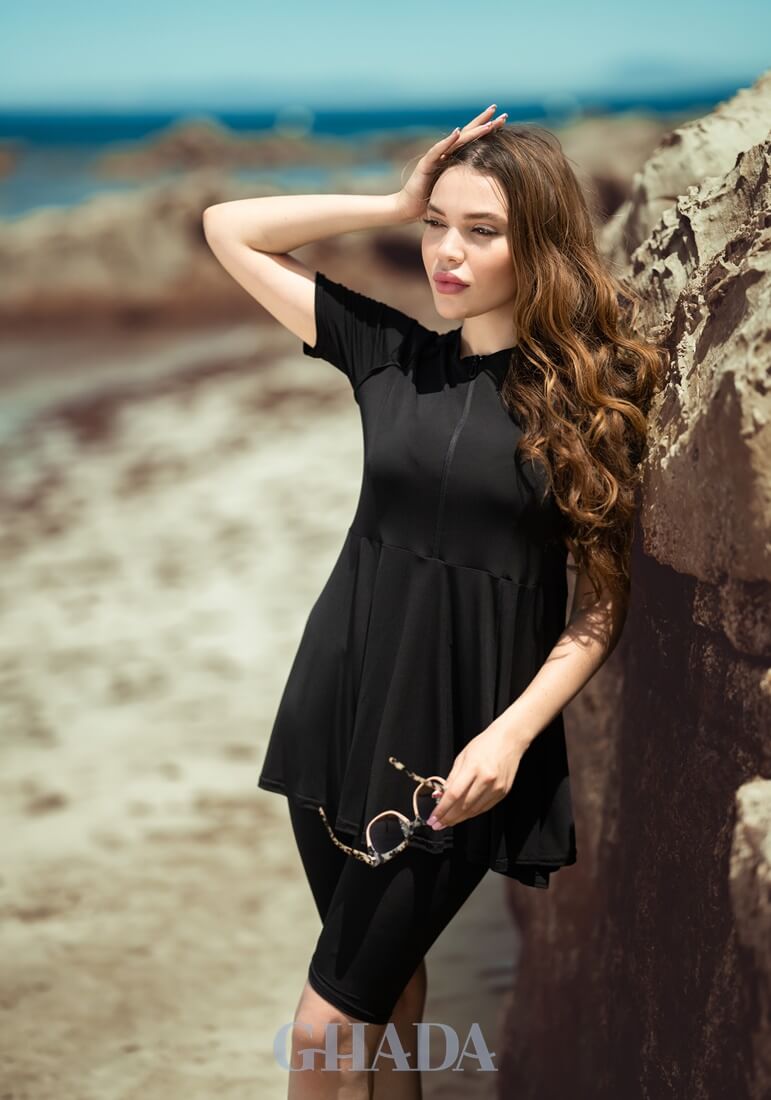 Burkini demi manches en noir – GHADA FASHION