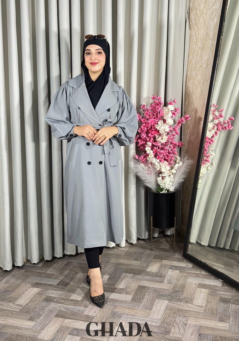 Trench-coat oversize en gris – GHADA FASHION
