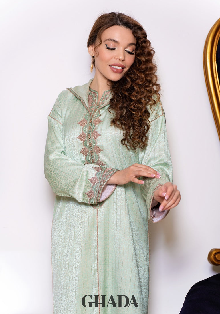 Djellaba deux pièces en Kamkha – GHADA FASHION