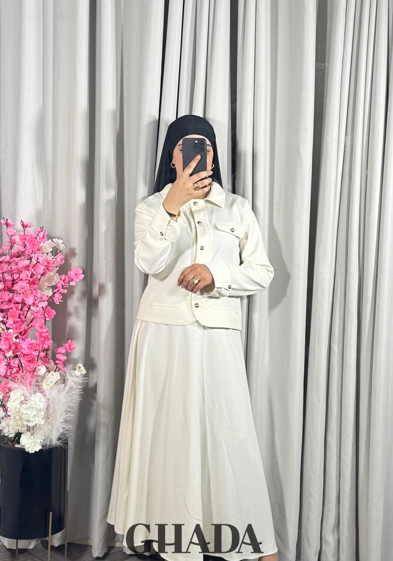 Ensemble veste et jupe en blanc – GHADA FASHION