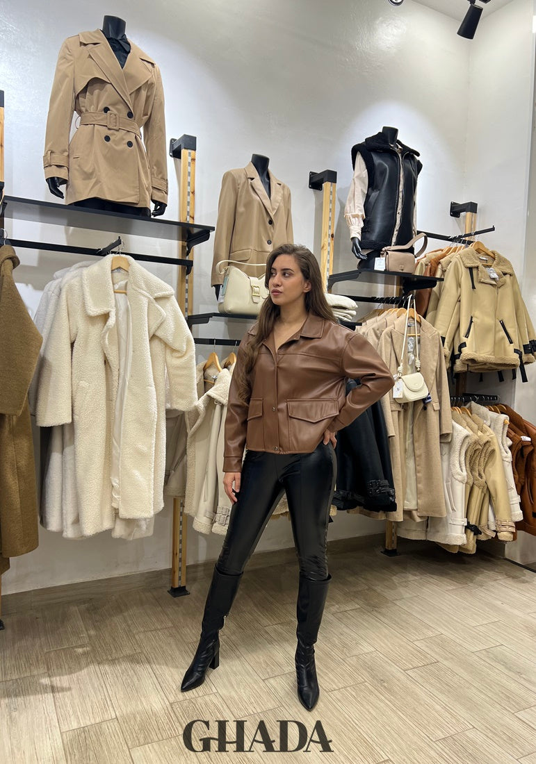 Legging en simili cuir noir – GHADA FASHION
