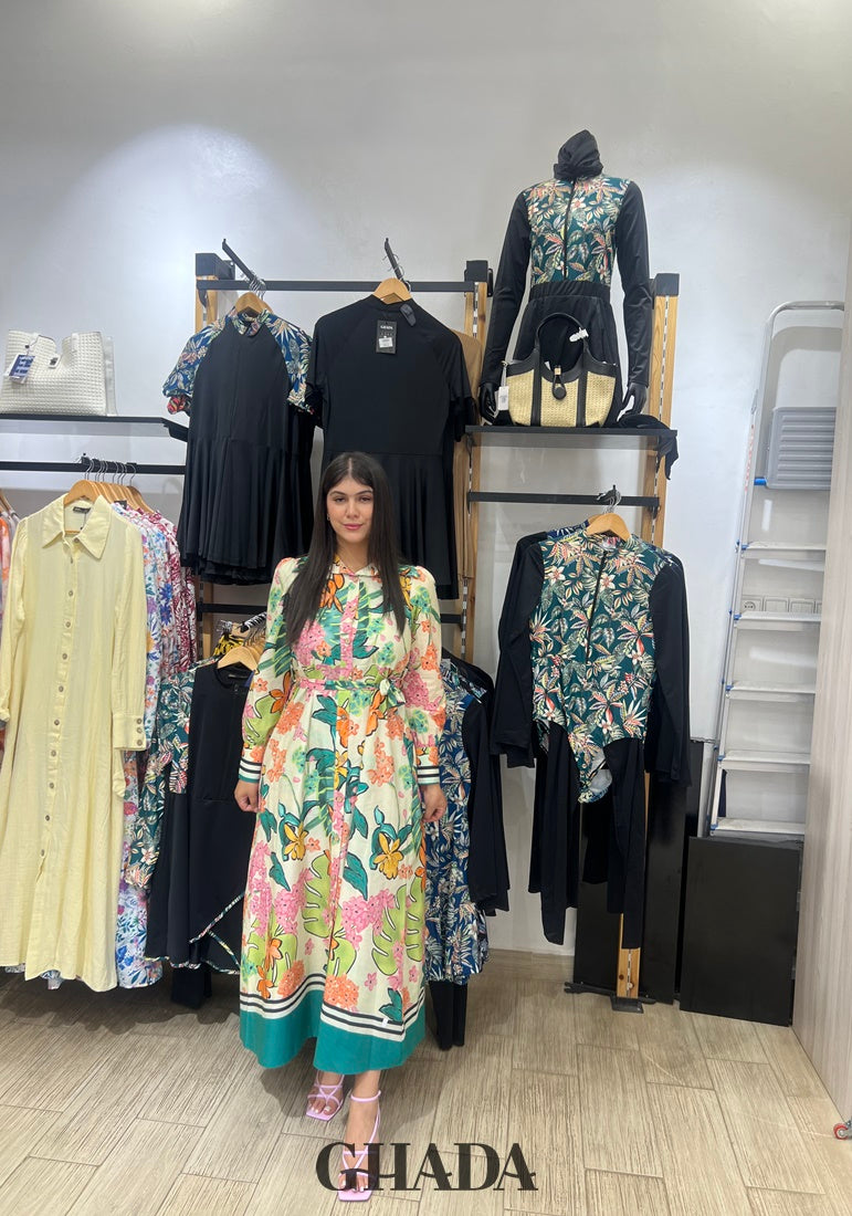 Robe longue imprimée – GHADA FASHION